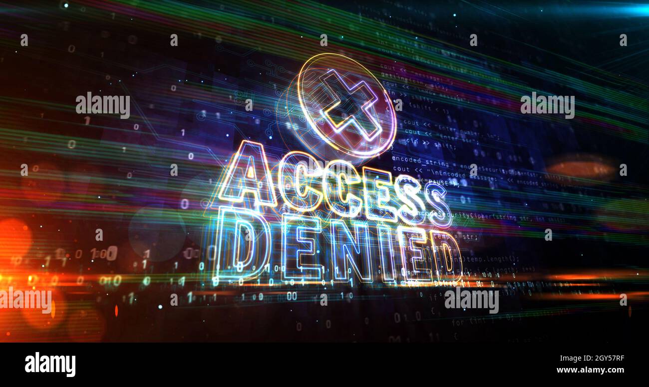 Access Denied neon sign concept, cyber security and computer system ...