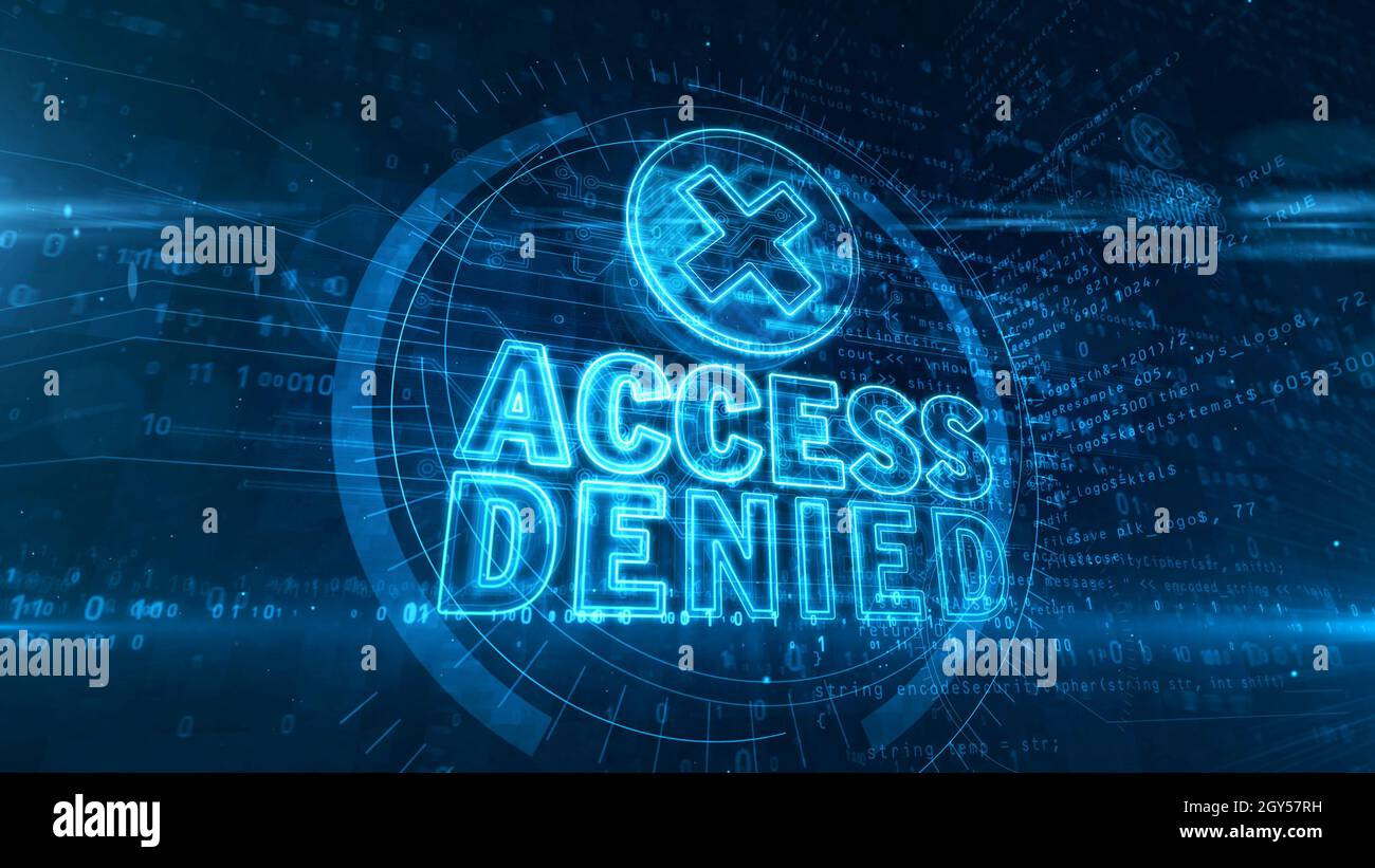 Access Denied neon sign concept, cyber security and computer system ...