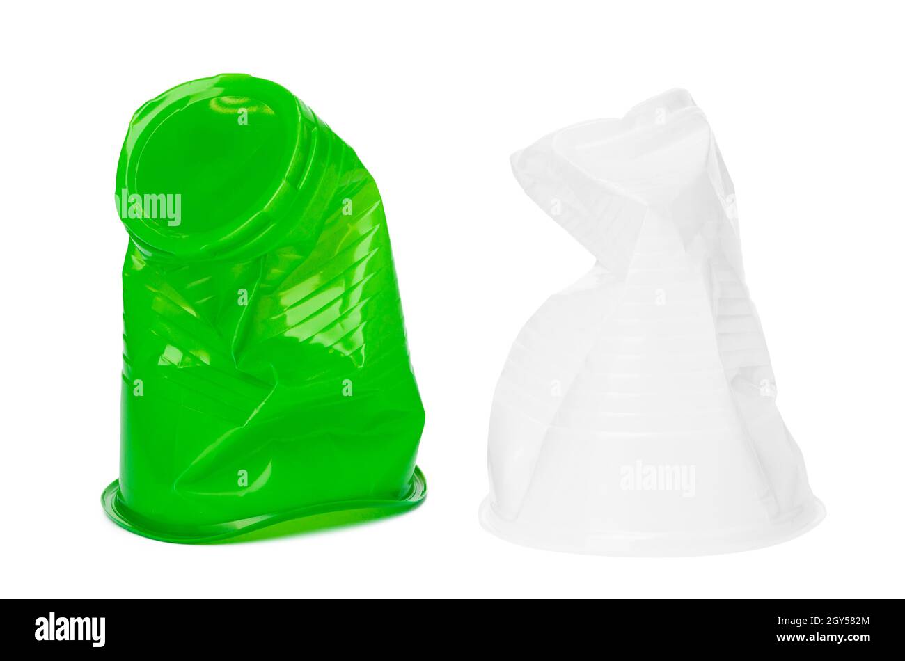 Crumpled plastic cup isolated on white background Stock Photo - Alamy