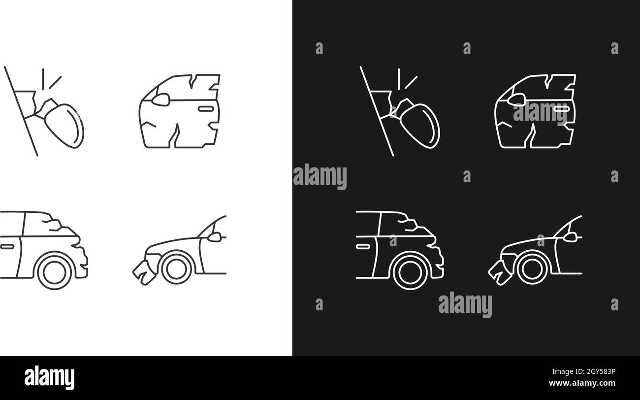 Auto body damage linear icons set for dark and light mode Stock Vector ...