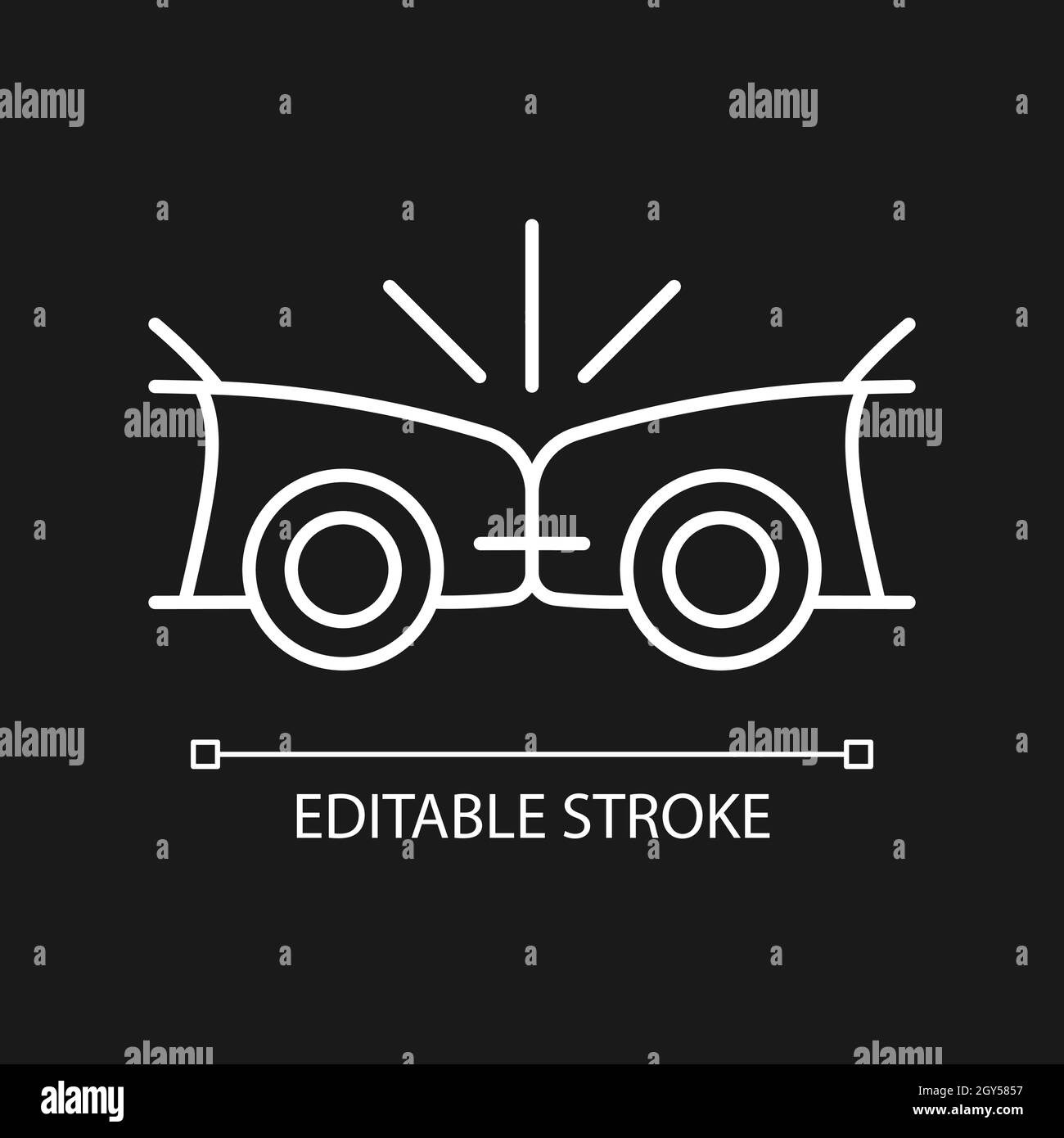 Head-on collision white linear icon for dark theme Stock Vector Image ...