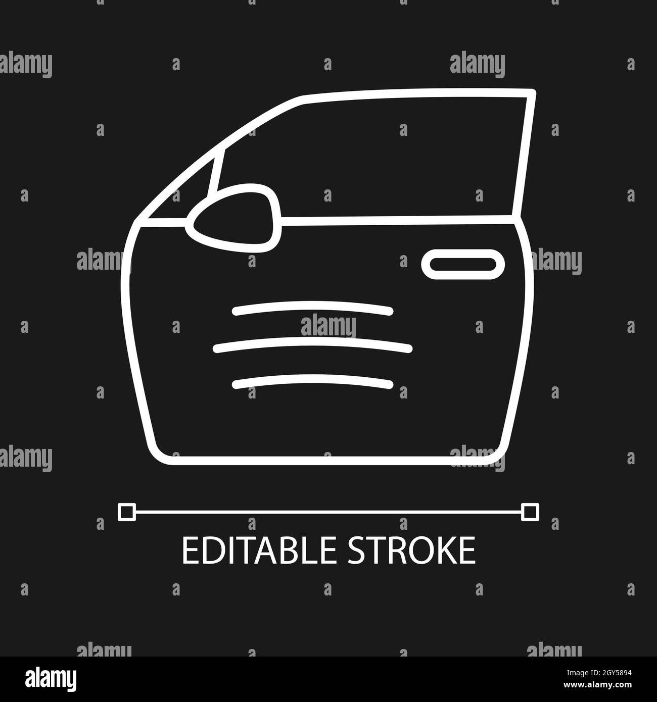 Paint scratch on car white linear icon for dark theme Stock Vector ...