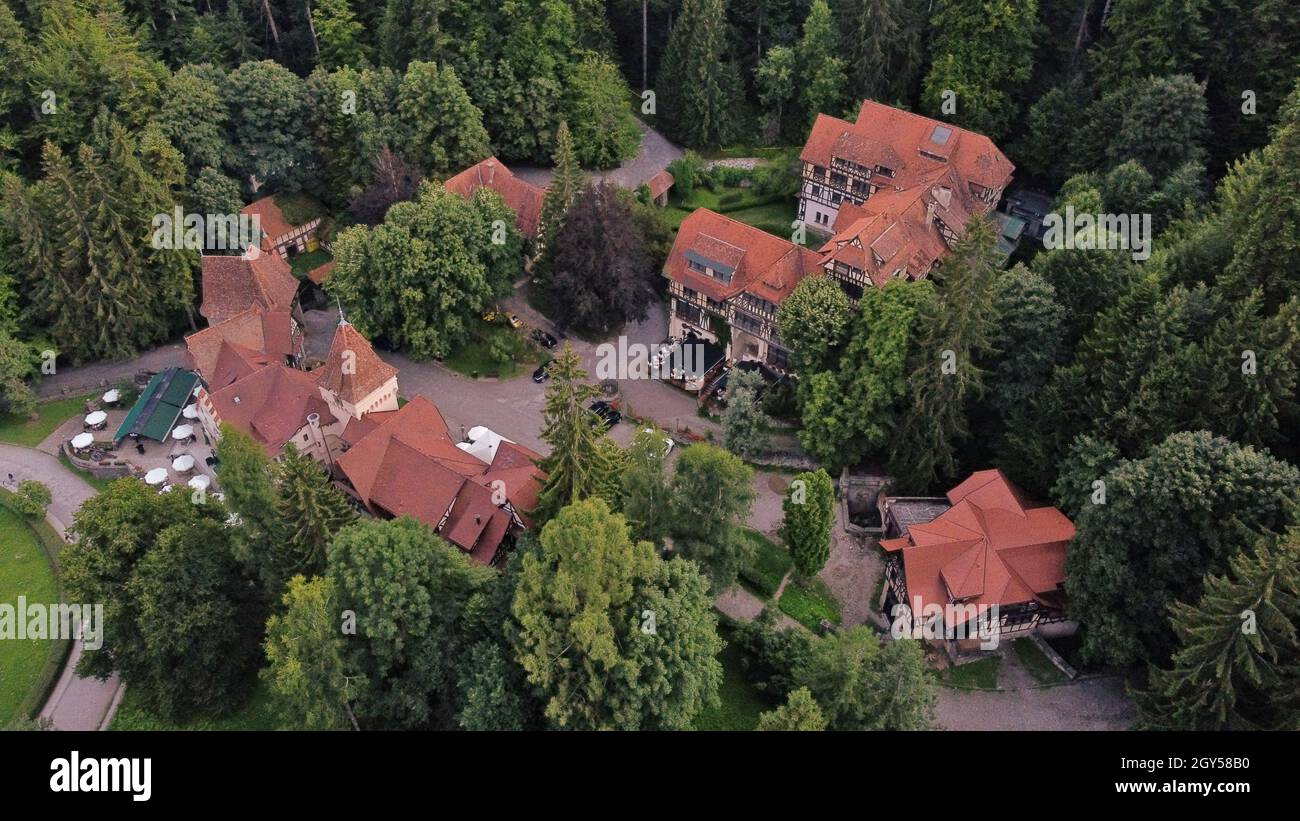Top view shot of a resort area in a nature Stock Photo - Alamy