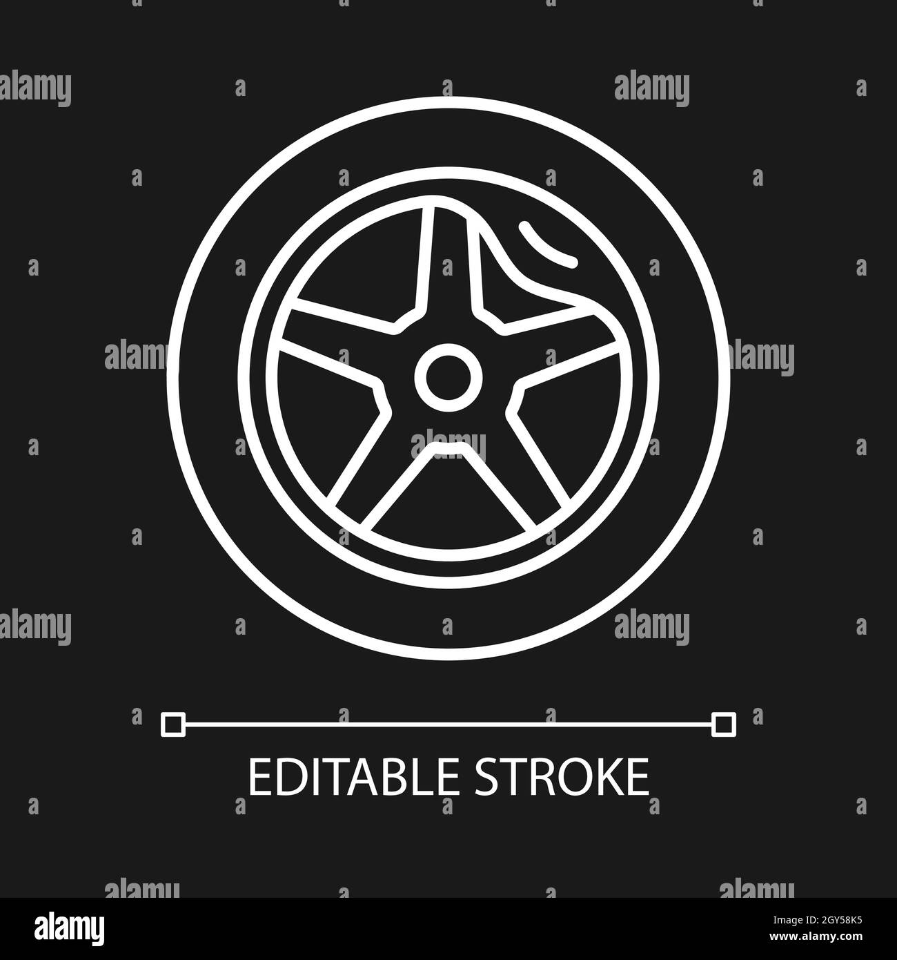 Wheel damage white linear icon for dark theme Stock Vector Image & Art ...