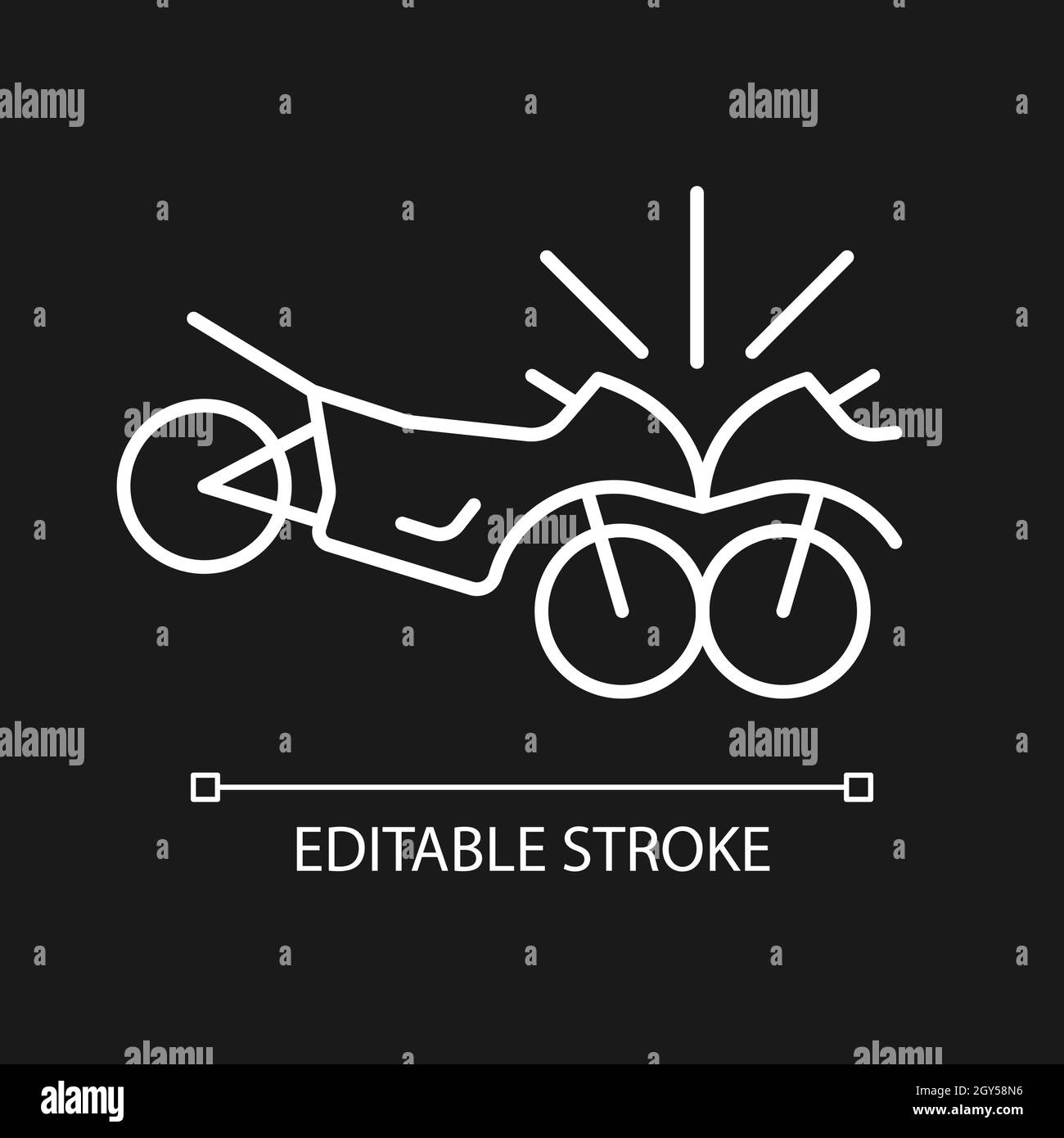 Motorcycles accident white linear icon for dark theme Stock Vector ...