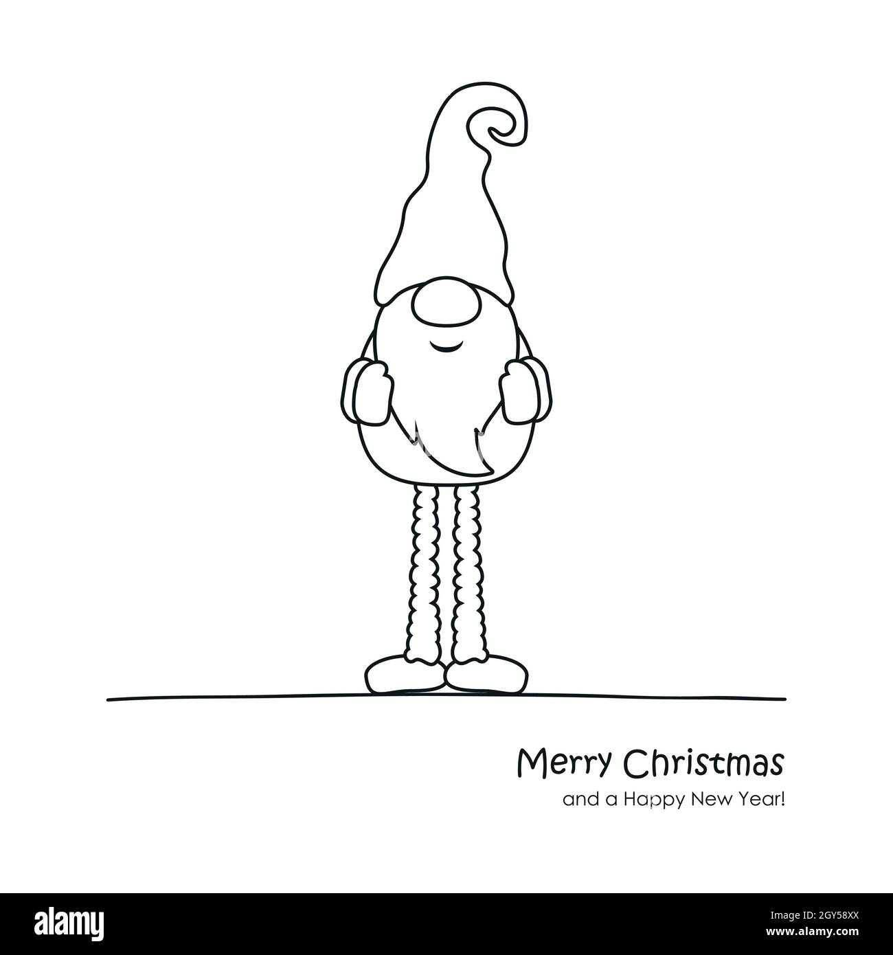 cute christmas dwarf cartoon for coloring book Stock Vector Image & Art ...