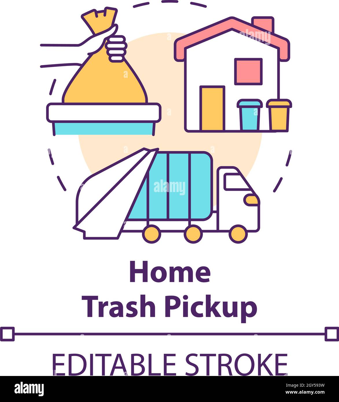 Home trash pickup concept icon Stock Vector Image & Art - Alamy