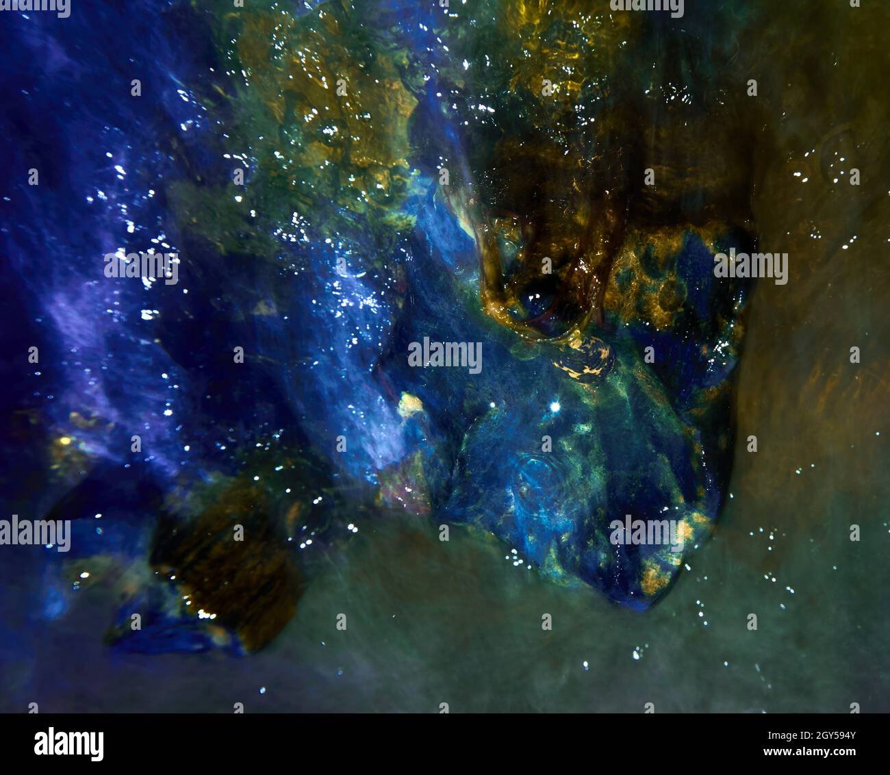 Abstract natural blue stone in the water Stock Photo - Alamy