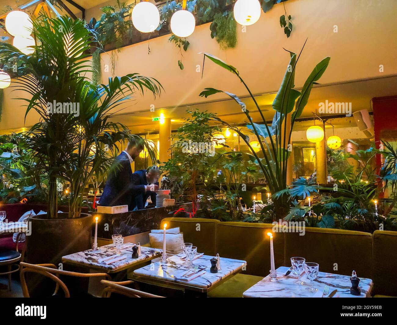 Paris, France, inside Trendy French Brasserie Restaurant, Alcazar Stock ...