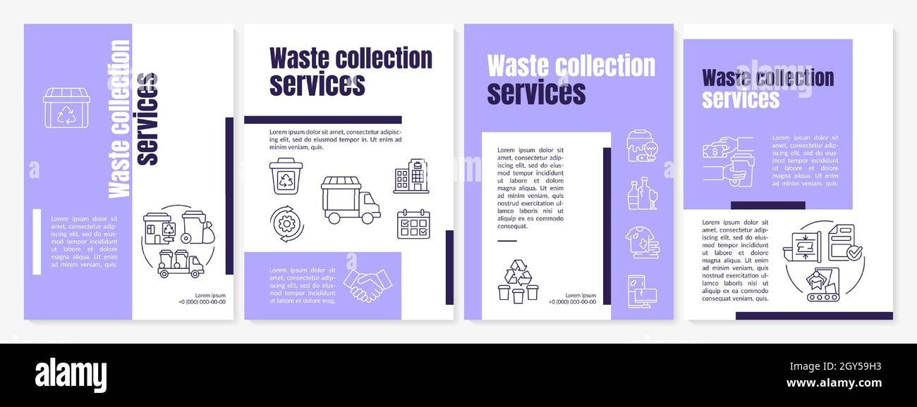 Waste collection services purple brochure template Stock Vector Image ...