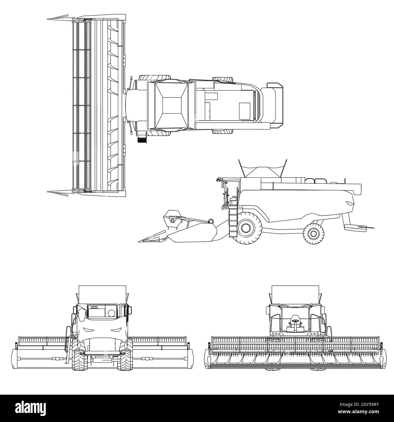 John Deere Combine Line Drawing