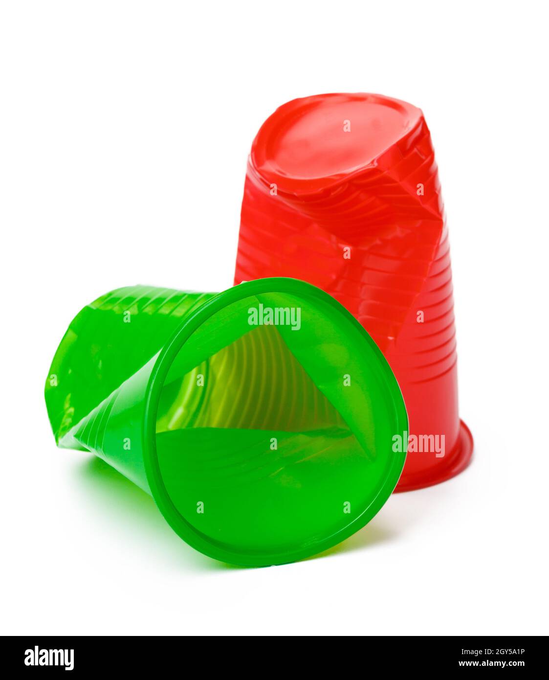 Recyclable crushed plastic cup isolated on white background Stock Photo ...