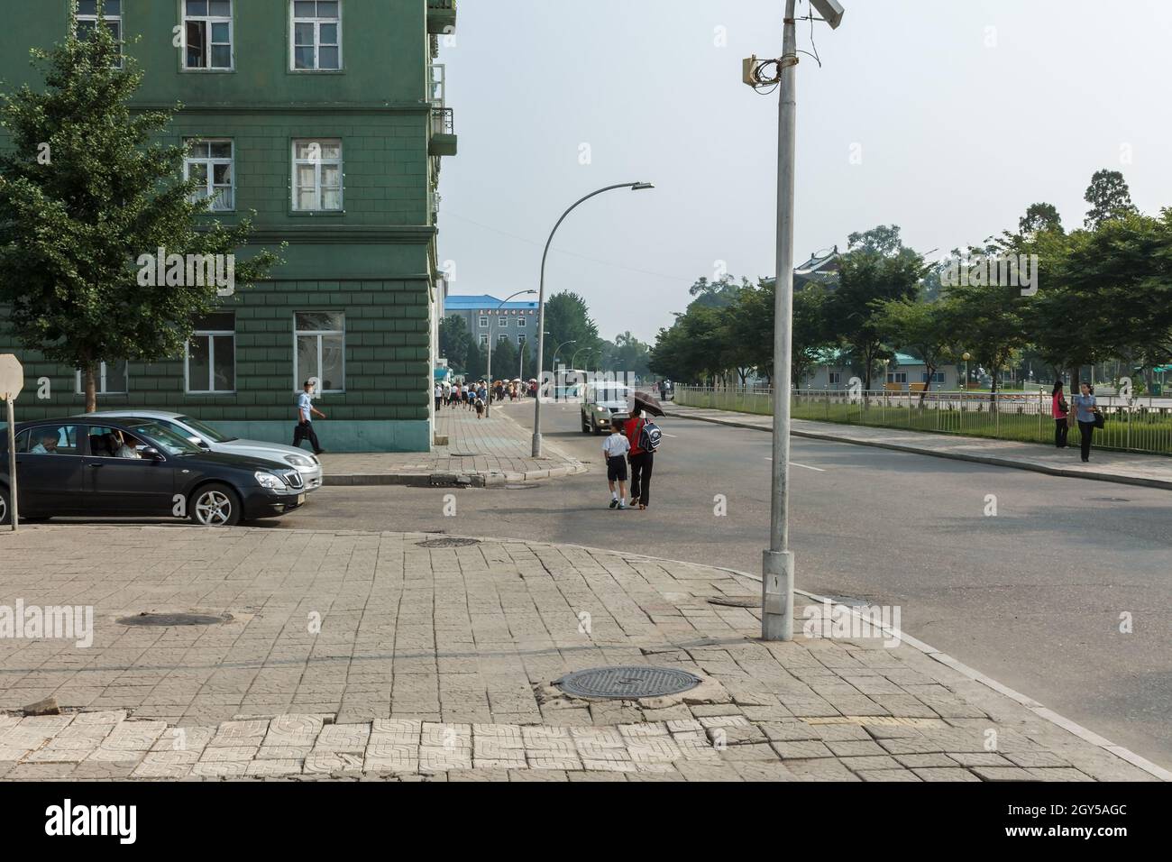 Pyongyang, North Korea - July 29, 2014: Taedongmun Embankment ...