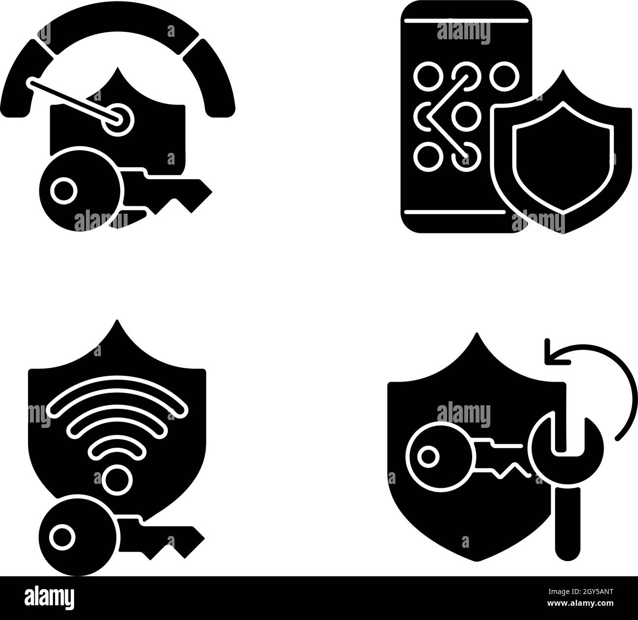 System password black glyph icons set on white space Stock Vector Image ...