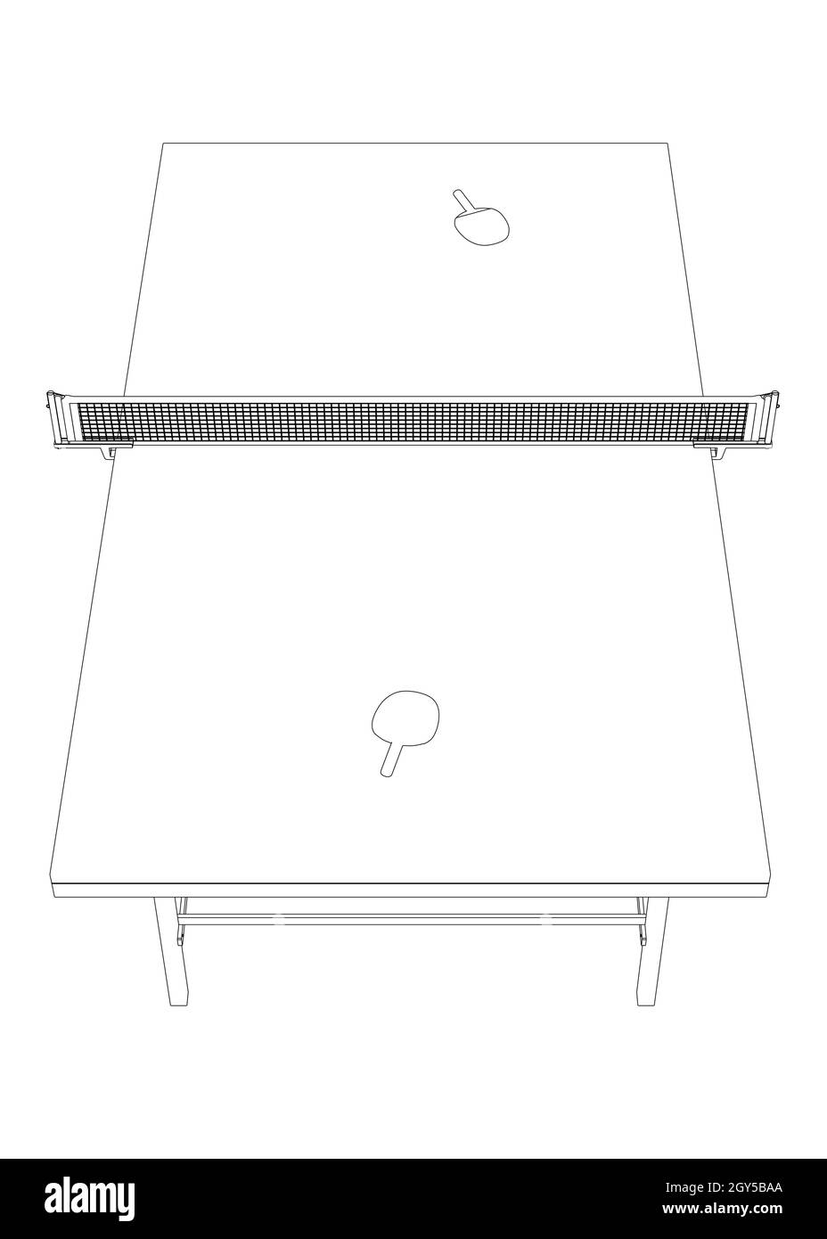Contour of a tennis table with tennis rackets from black lines isolated ...