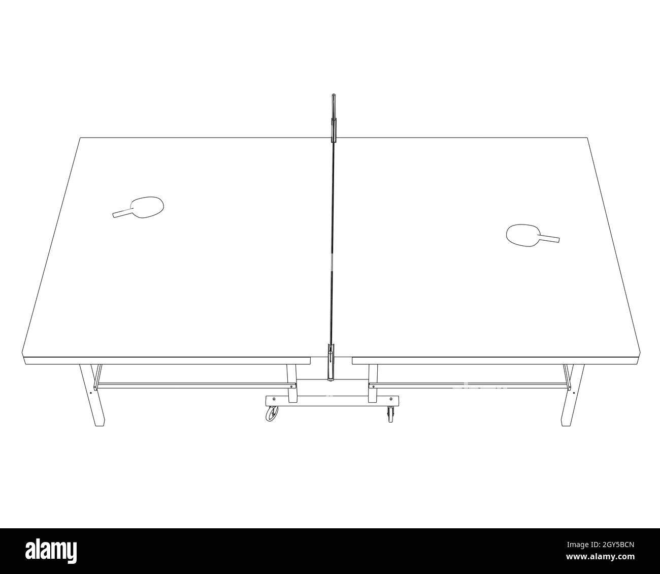 Contour of a tennis table with tennis rackets from black lines isolated ...