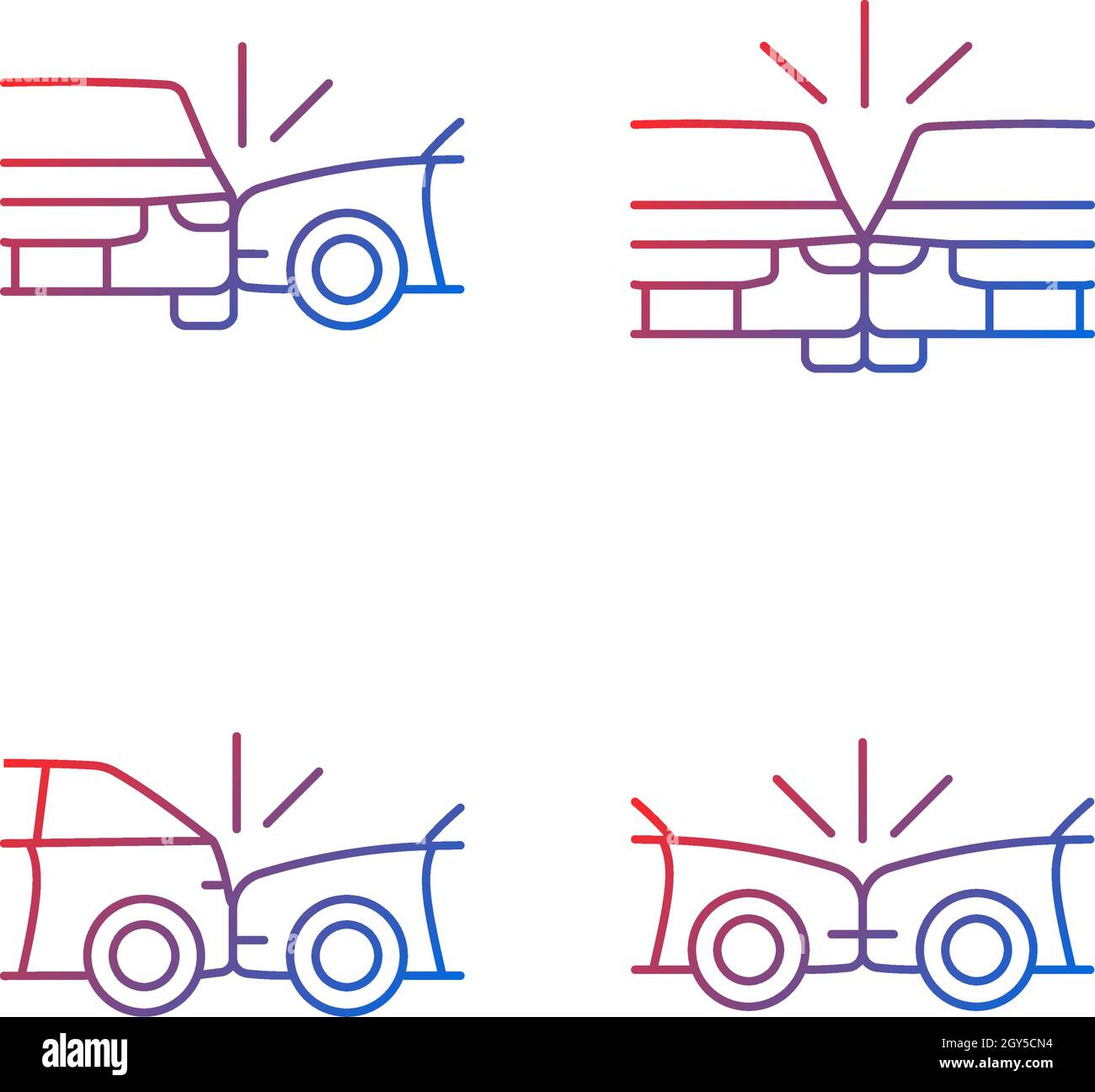 Vehicle crashes gradient linear vector icons set Stock Vector Image & Art - Alamy