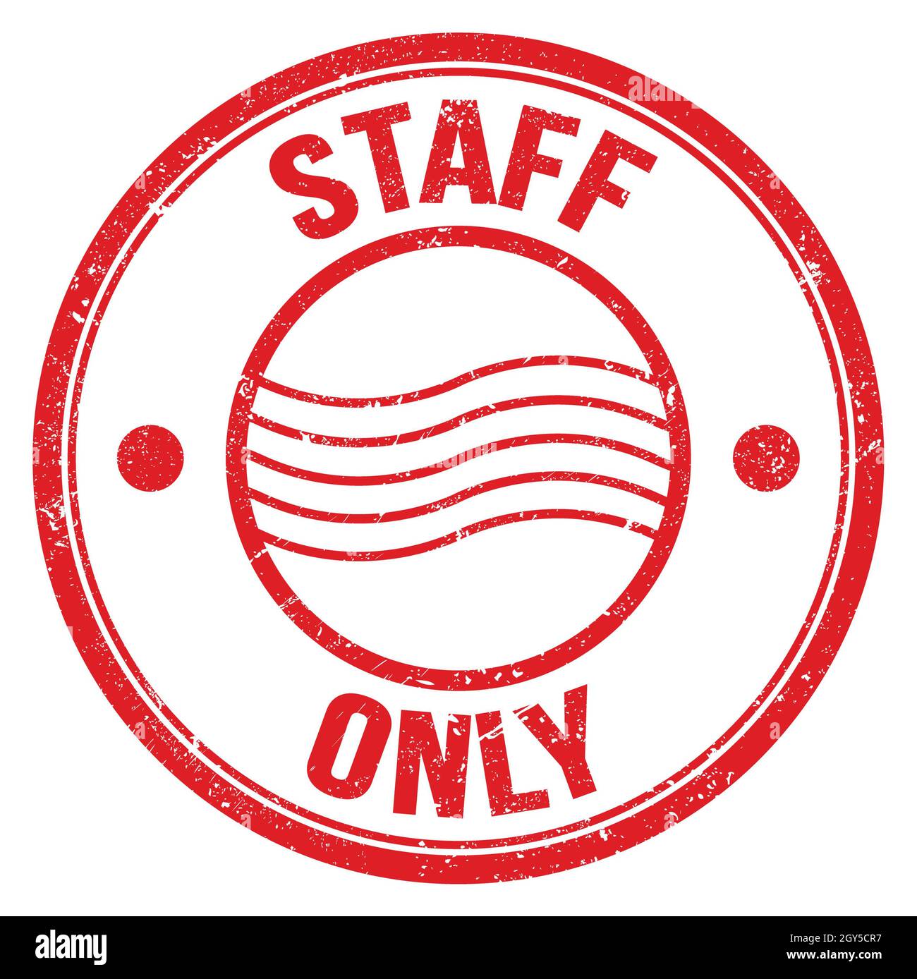 STAFF ONLY text written on red round postal stamp sign Stock Photo - Alamy