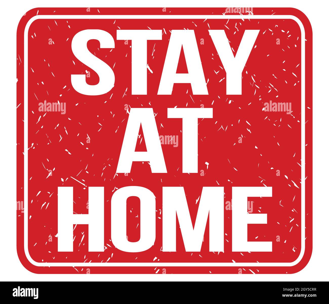 STAY AT HOME, text written on red vintage stamp sign Stock Photo - Alamy