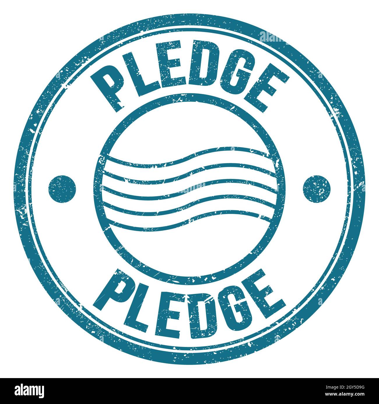 PLEDGE word written on blue round postal stamp sign Stock Photo - Alamy