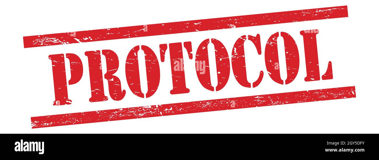 PROTOCOL text on red grungy vintage rubber stamp Stock Photo - Alamy