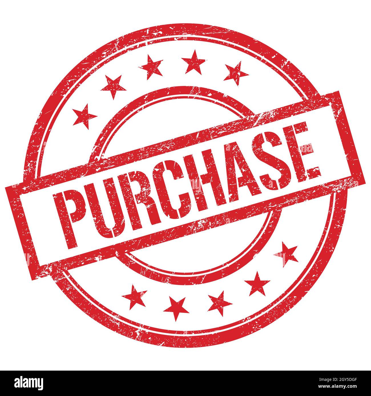PURCHASE text written on red round vintage rubber stamp Stock Photo - Alamy