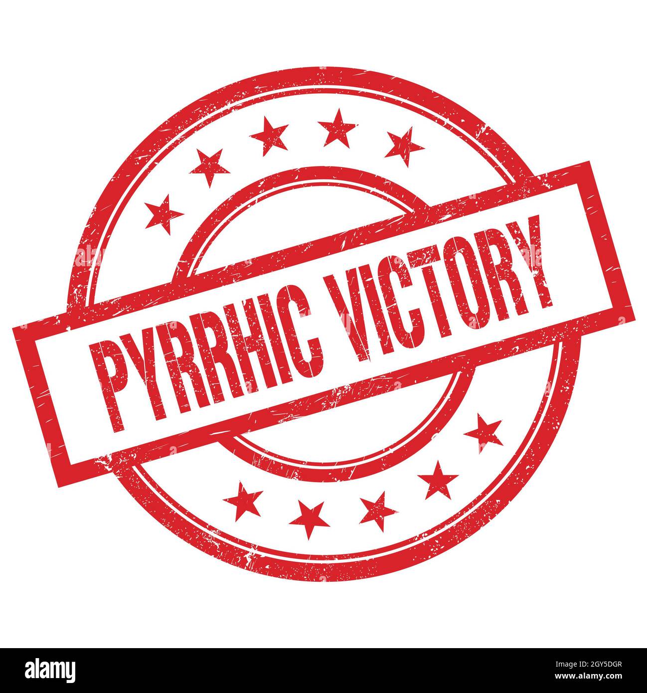 PYRRHIC VICTORY text written on red round vintage rubber stamp Stock ...