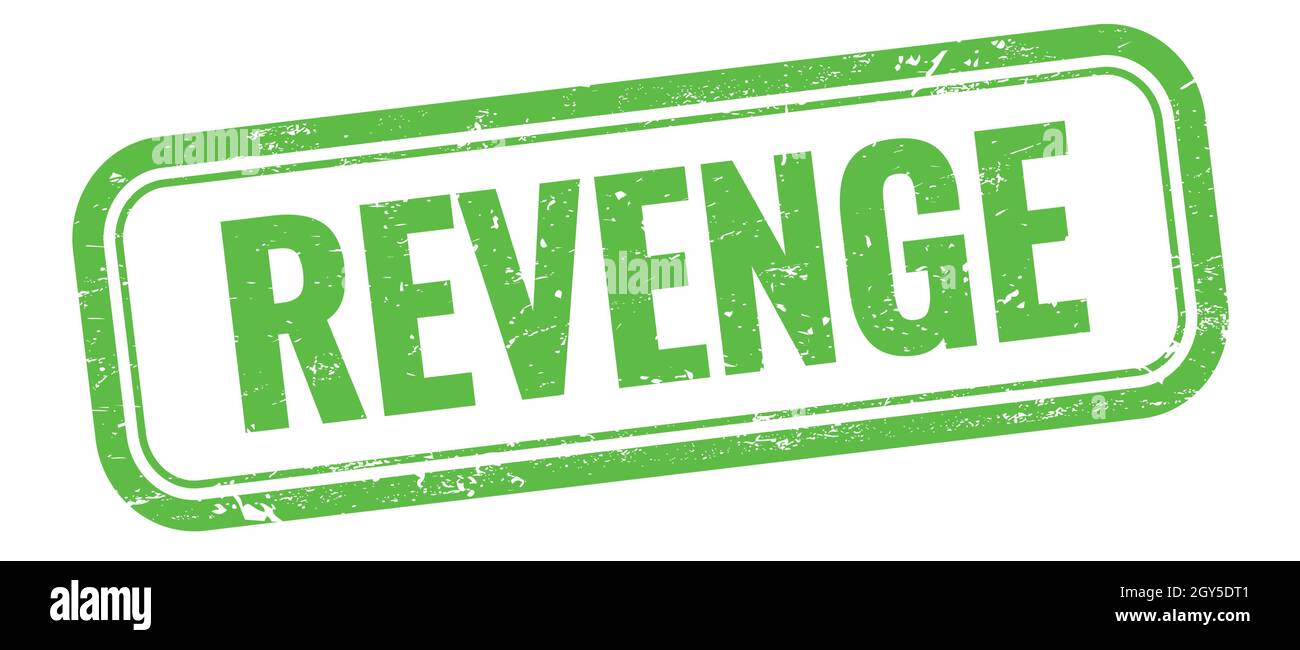 REVENGE text on green grungy vintage rectangle stamp Stock Photo - Alamy