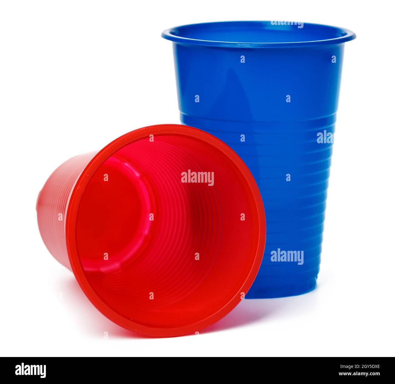 Colored plastic cups isolated on white background Stock Photo - Alamy