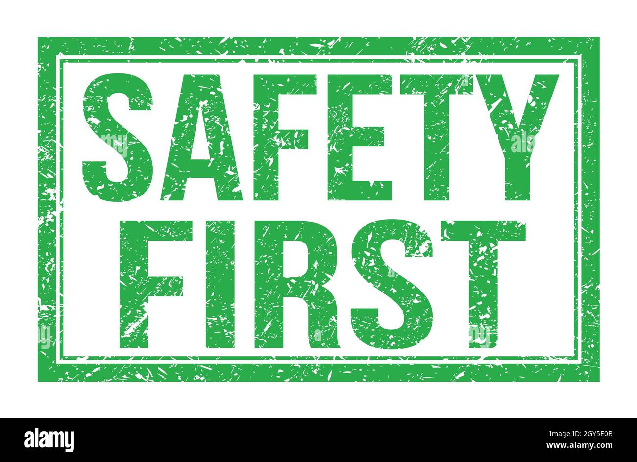 SAFETY FIRST, words written on green rectangle stamp sign Stock Photo ...