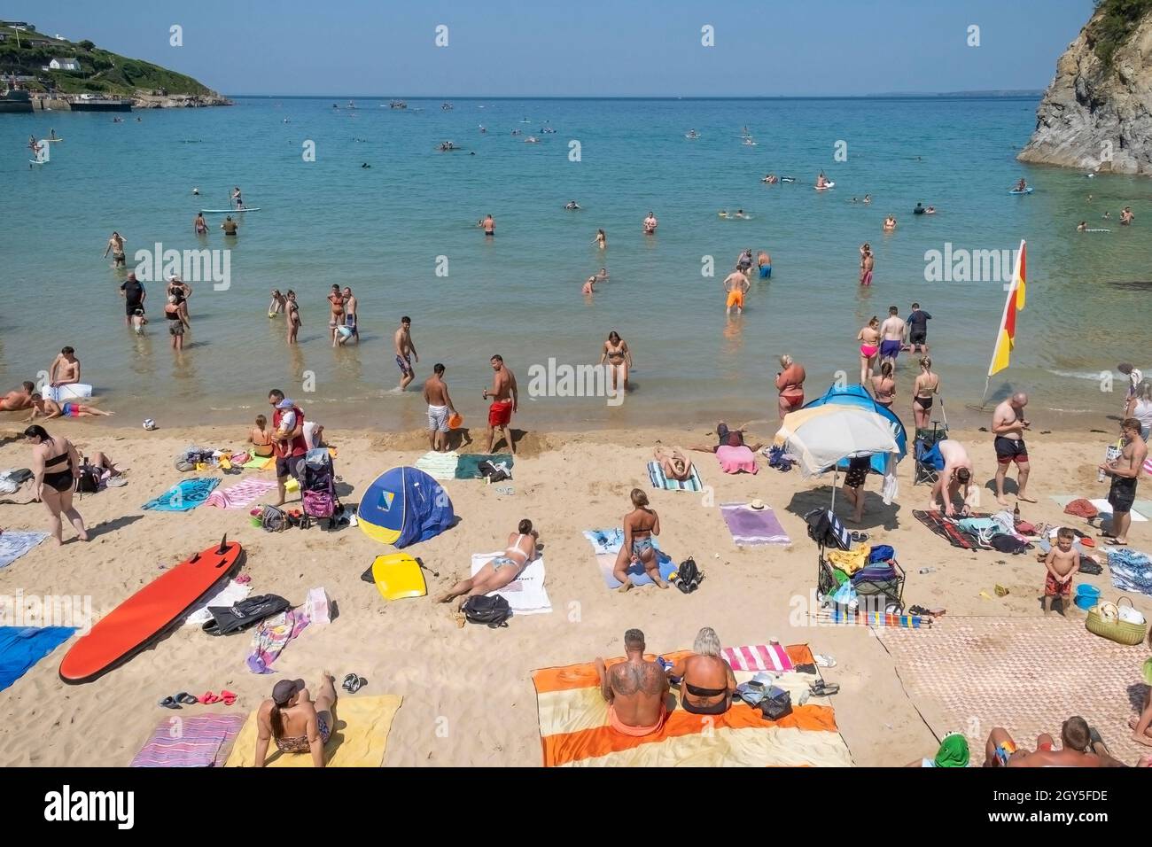 An busy Towan Beach crowded with holidaymakers enjoying their Summer ...
