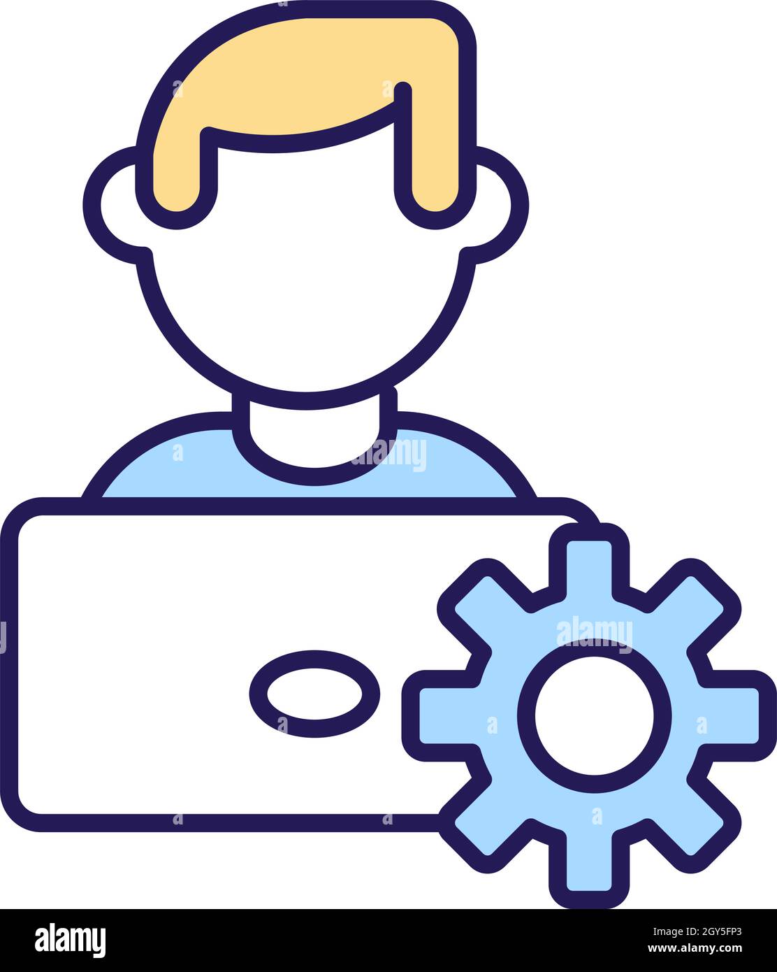 Cartoon computer technician repairing computer hi-res stock photography ...