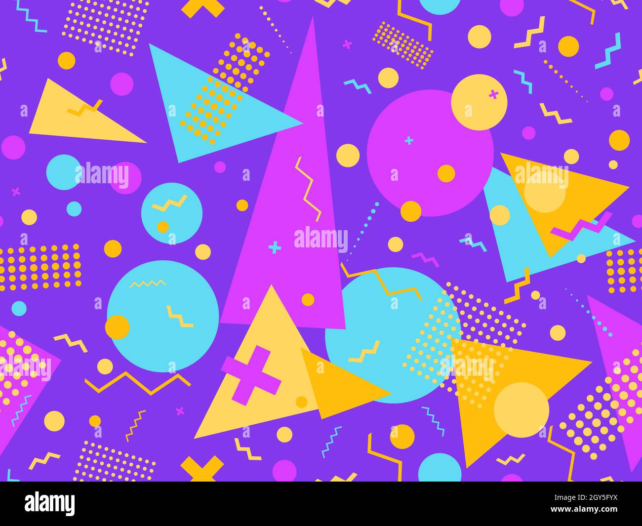 Memphis seamless pattern. Geometric elements memphis in the style of 80 ...