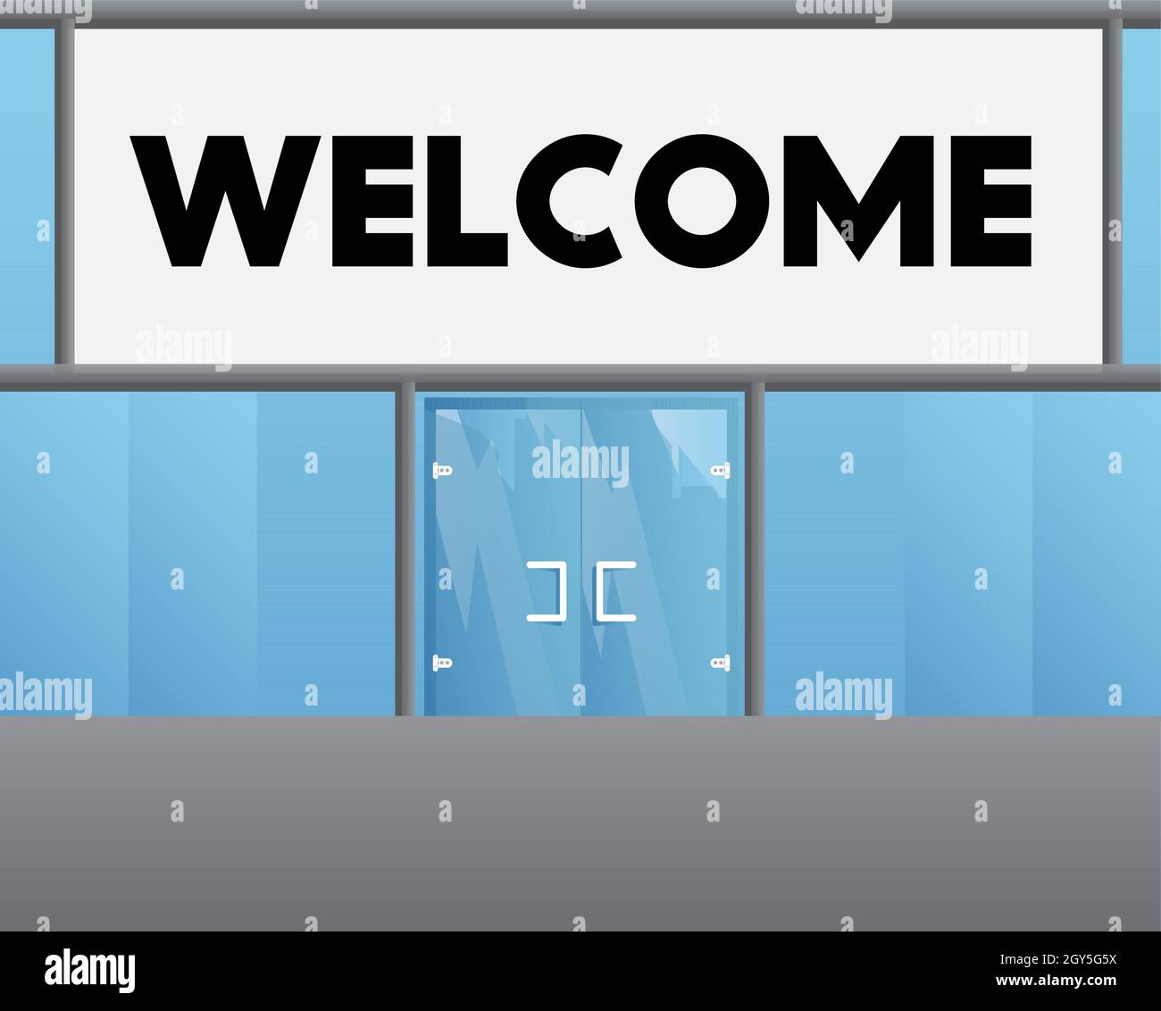 Welcome text on a billboard sign atop a store building. Outdoor ...