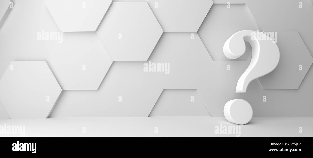 Fine 3d concept with a white question mark icon in a modern white ...