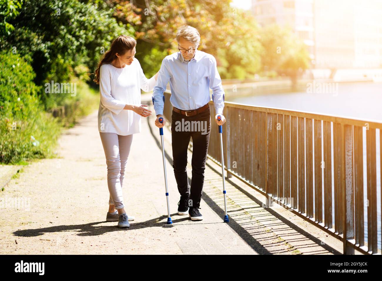 Injured Elderly Man With Broken Leg After Accident Stock Photo - Alamy