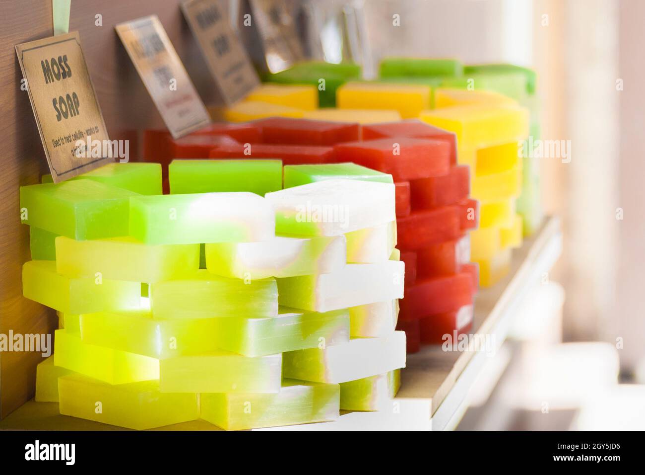 Istanbul, Turkey; May 26th 2013: Different soaps in a street market ...