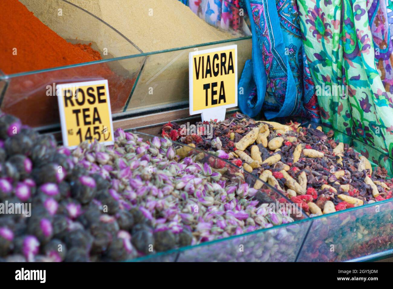 Istanbul, Turkey; May 26th 2013: Different types of tea in a street ...