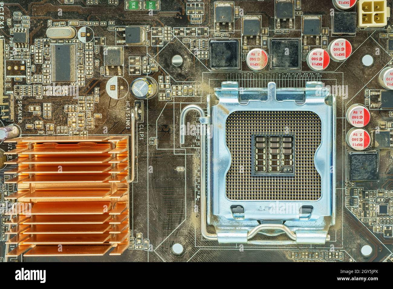 The components of the motherboard. Include chip, ic, cpu socket ...
