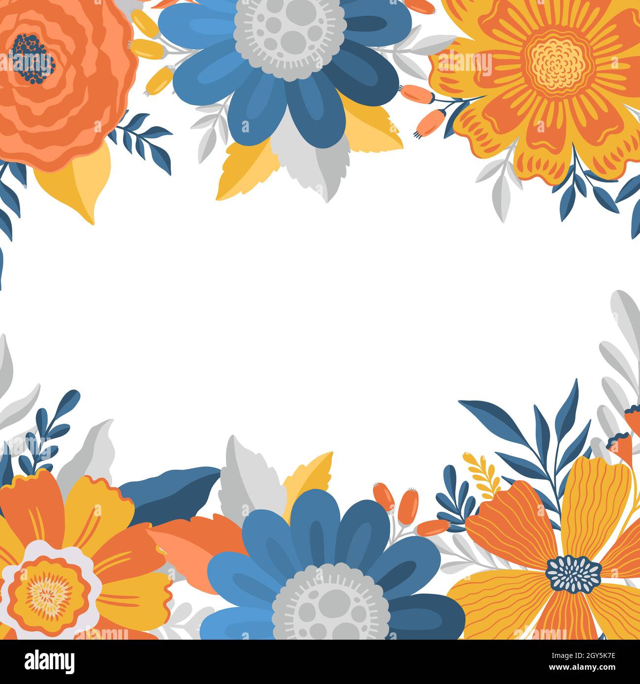 Flower square frame in elegant style.Vintage floral background.Romantic ...