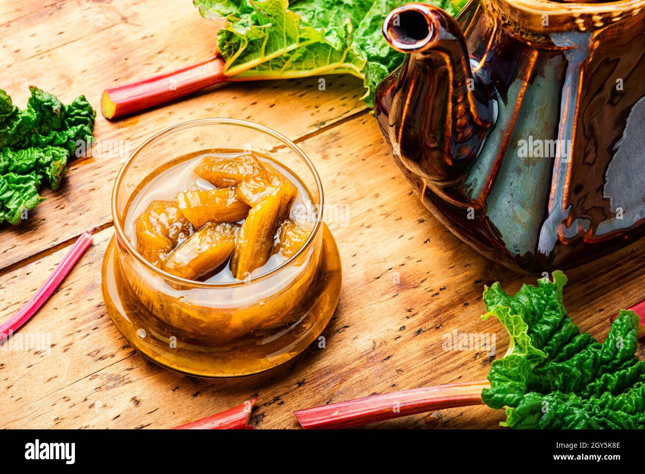 Fresh rhubarb jam in glass bowl.Natural vegetable jam Stock Photo - Alamy