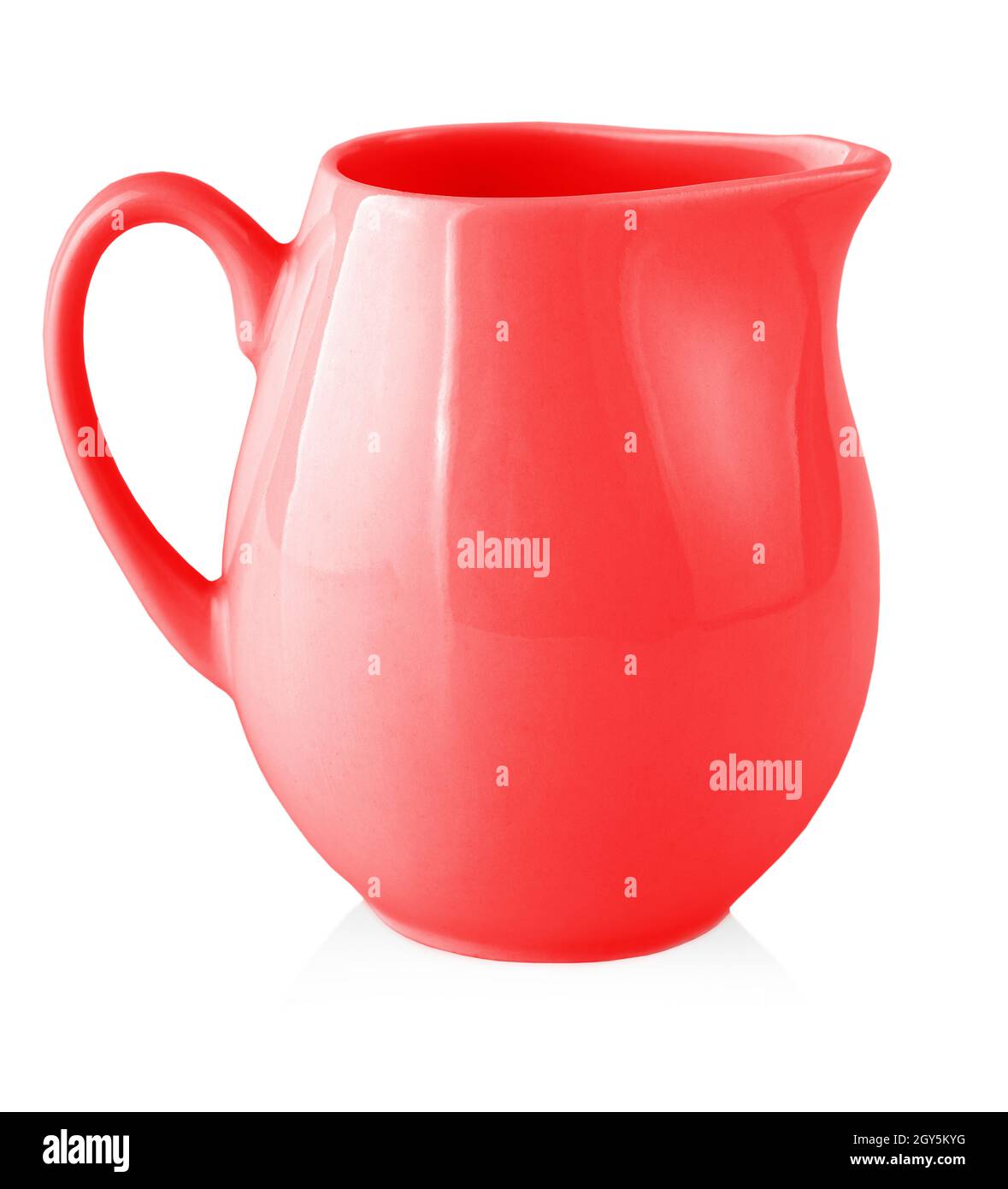 The red milk jug for milk on a white background. Copy space Stock Photo ...