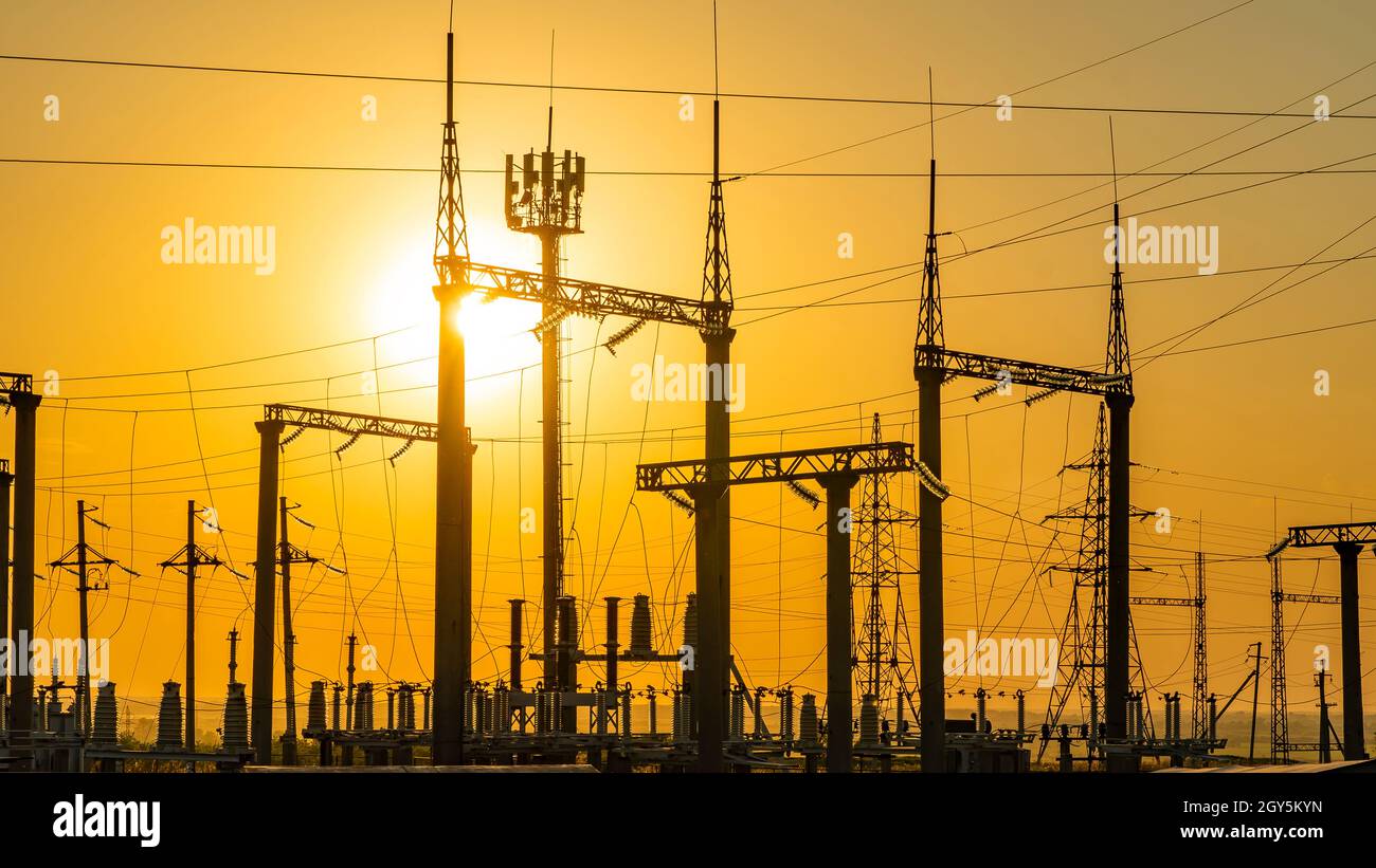 Production of fuel and electricity.Electrical networks with wires and ...