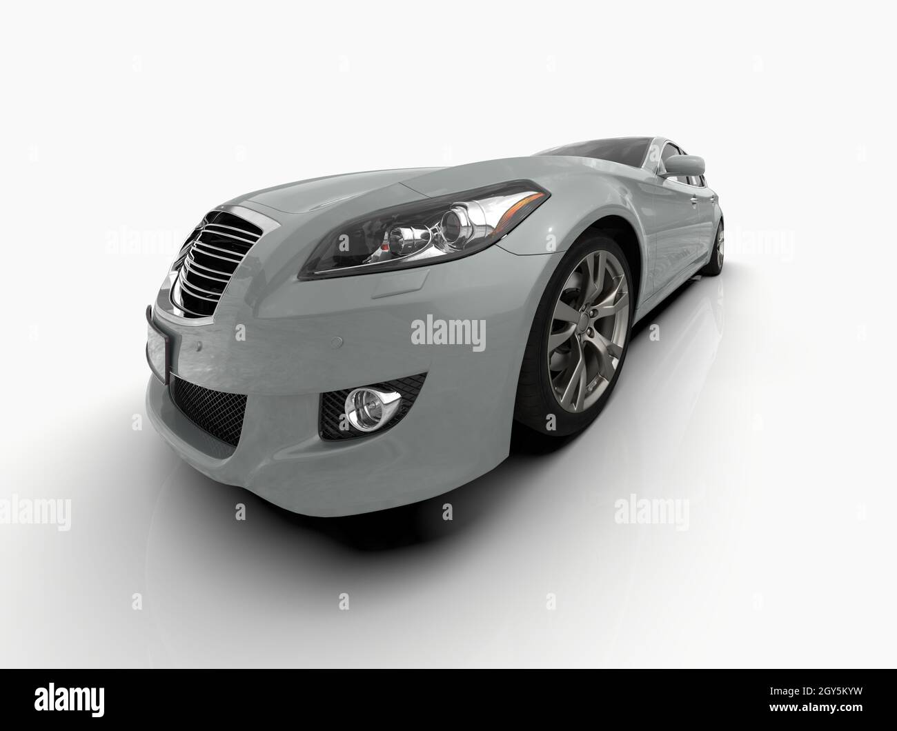 Generic and Brandless Car Isolated on White 3d Illustration ...