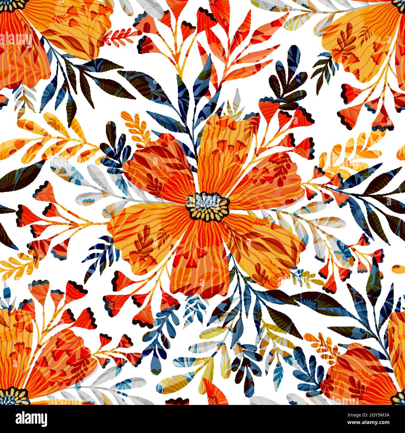 Seamless pattern flower.Elegant floral design.Botanical print. Fashion ...