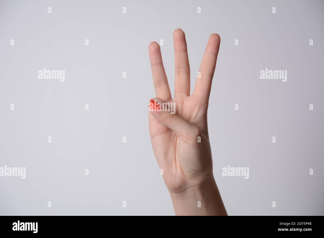 Number Three Woman Hand, A hand sign gesture Stock Photo - Alamy