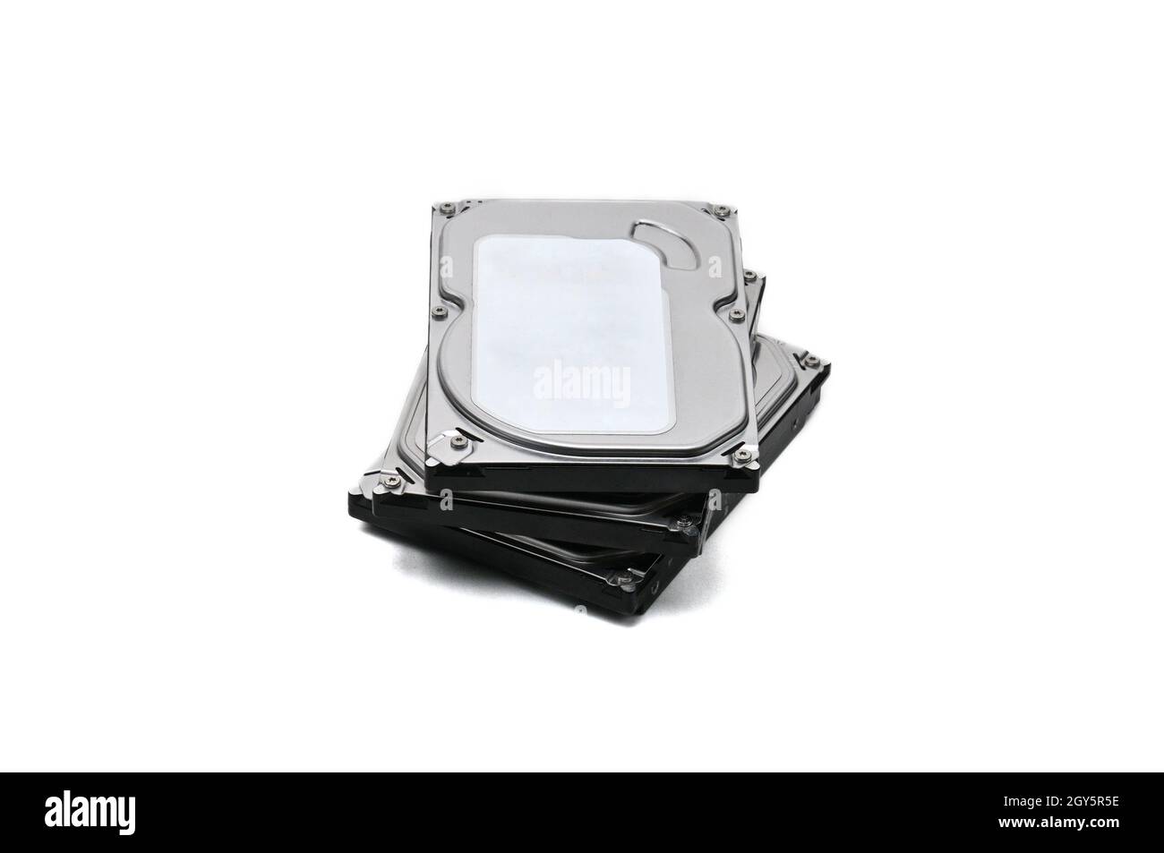 Internal parts of a hard disk on an isolated white background Stock ...