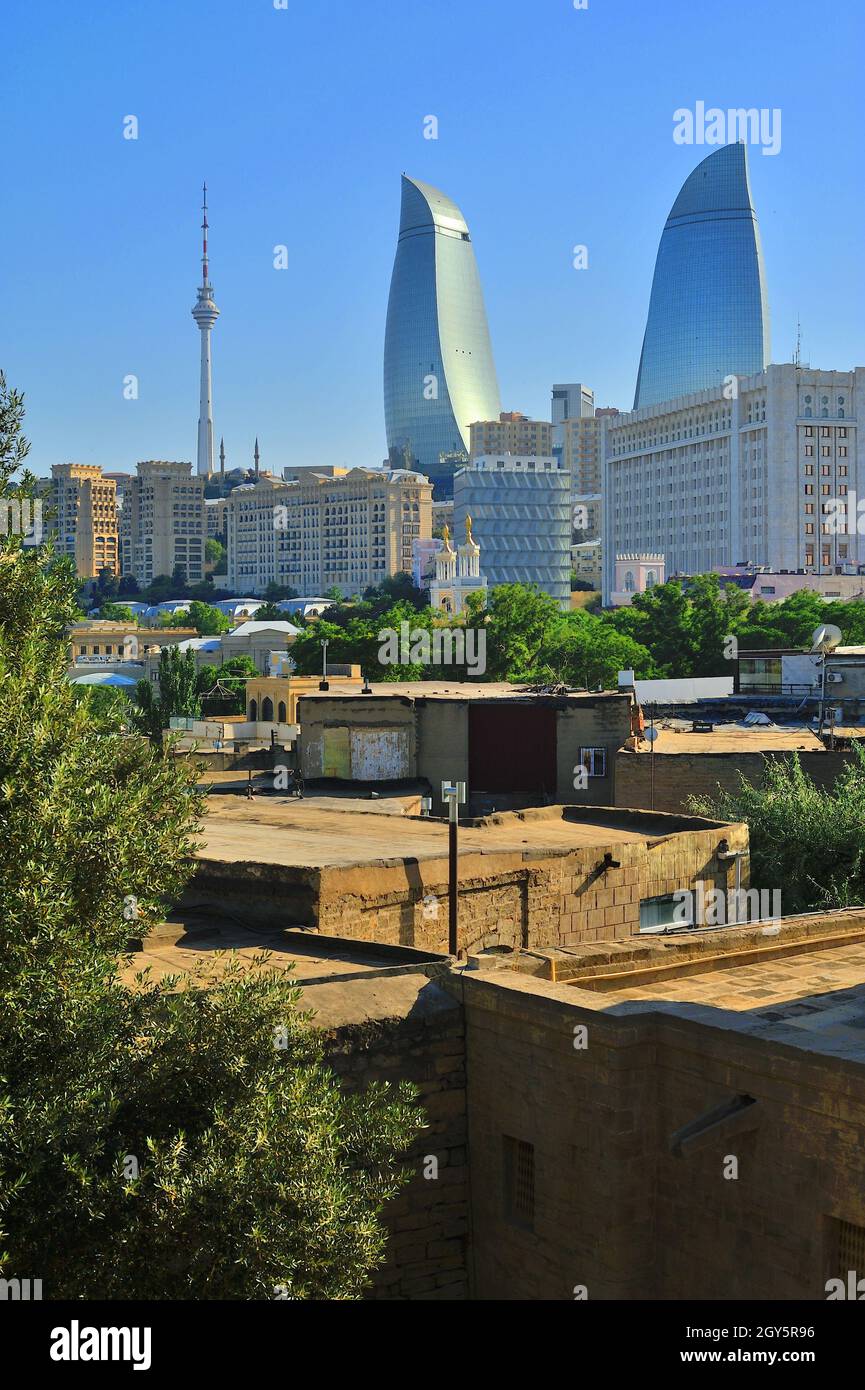Old and new Baku in architectural gradient.Azerbaijan Stock Photo - Alamy