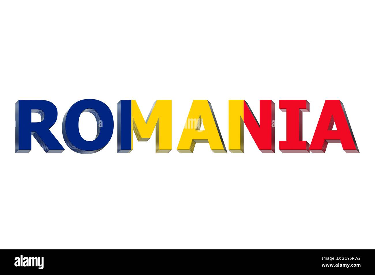 Flag of Romania on text background Stock Photo - Alamy