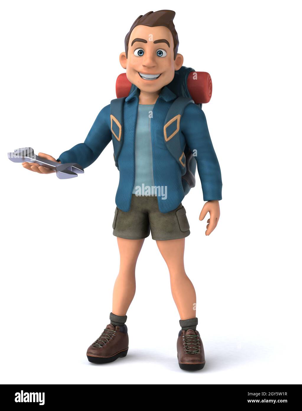 Fun illustration of a 3D cartoon backpacker Stock Photo - Alamy